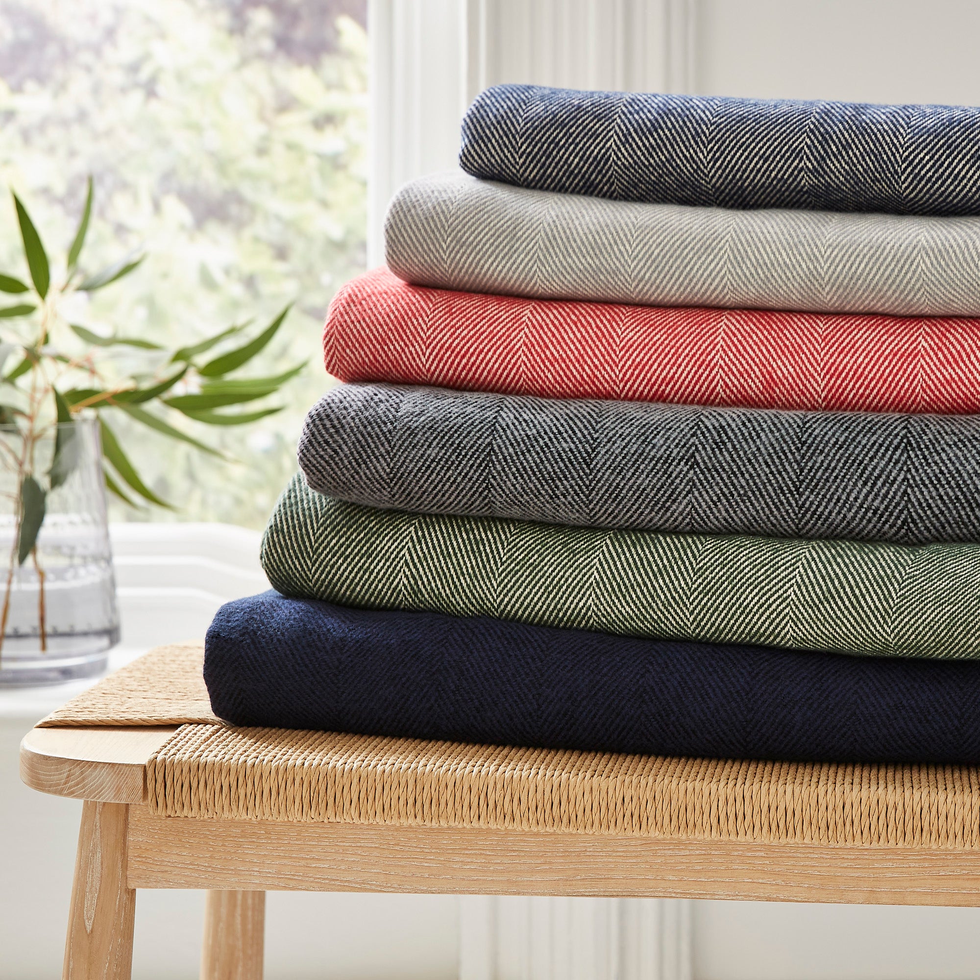 Lisbon Cotton Herringbone Blanket and Throw | The Fine Cotton Company